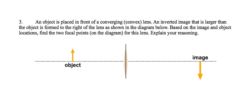 SOLVED: An object is placed in front of a converging (convex) lens An inverted image that is ...