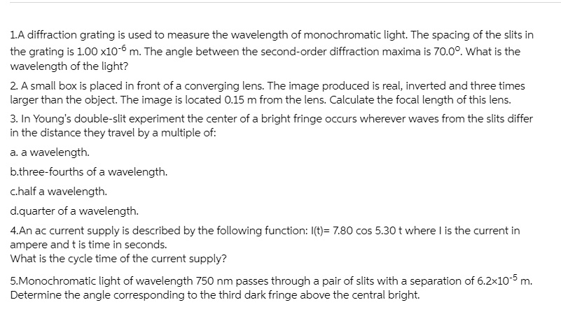 A diffraction grating is used to measure the wavelength of ... A diffraction grating is used to measure the wavelength of ...