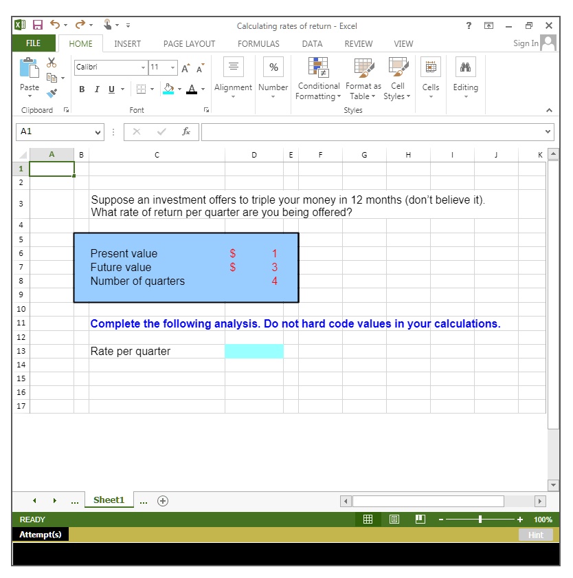 Solved Text Ghx T Calculating Rates Of Return Excel File Home Insert Page Layout Formulas 1304