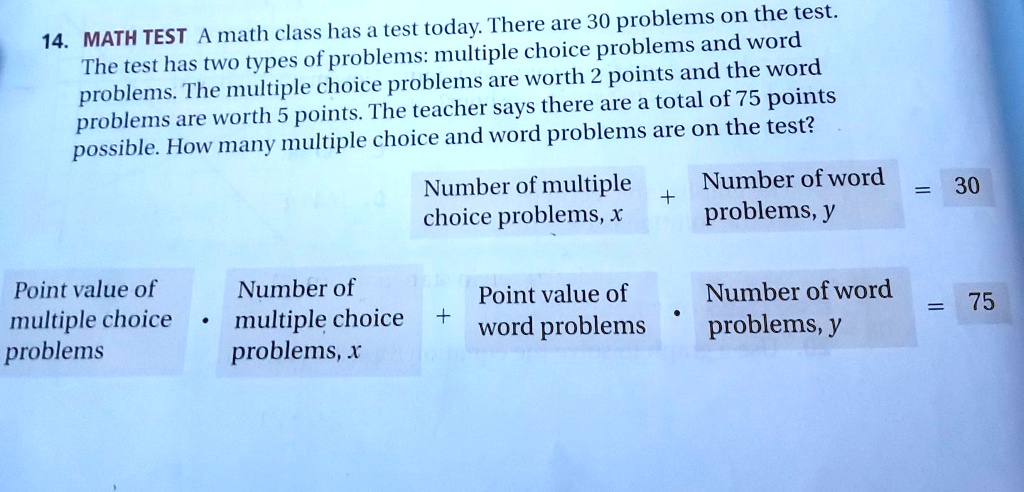 SOLVED: 'a math class has a test today there are 30 problems on the ...