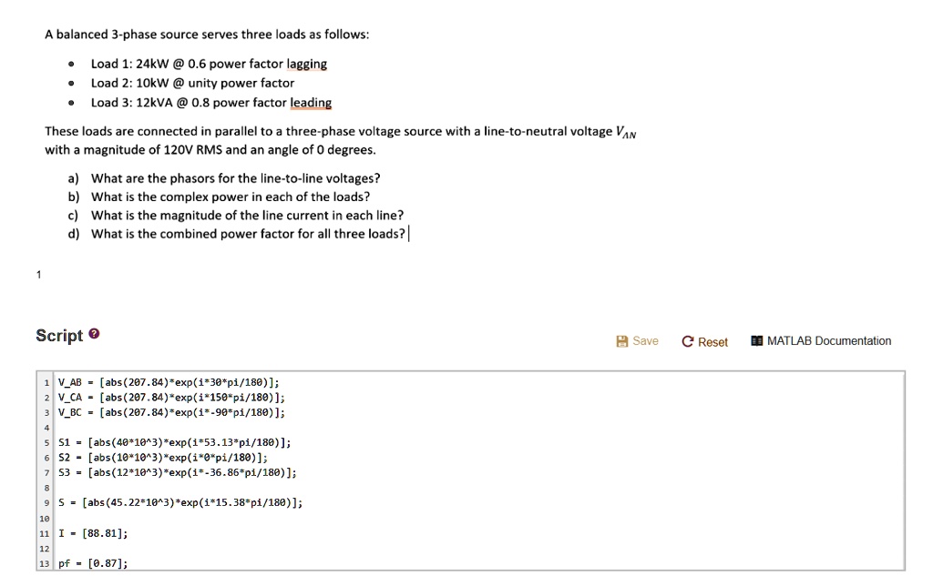 a balanced 3 phase source serves three loads as follows load 124kw 06 ...