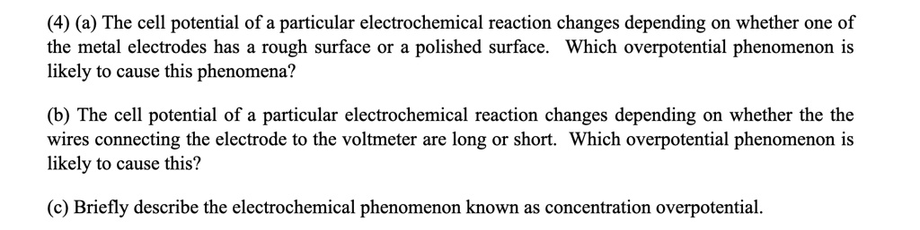 SOLVED: (a) The cell potential of a particular electrochemical reaction ...