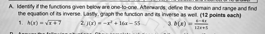 SOLVED: Identify if the functions given below are one-to-one ...