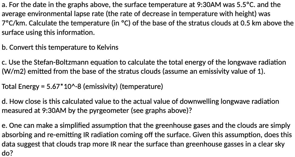 SOLVED: a. For the date in the graphs above, the surface temperature at ...