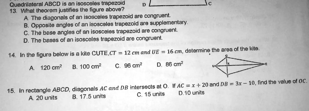 quadrilateral abcd is an isosceles trapezoid 13 what theorem justifies the figure above a the ...