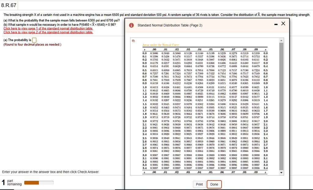 8r67 the breaking strength x of a certain rivet used machine engine has ...