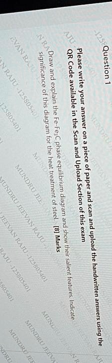 Question 1 Please write your answer on a piece of paper and scan and upload the handwritten ...