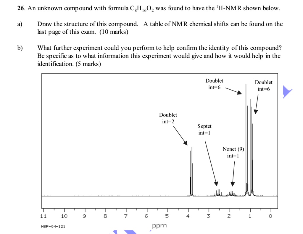26. An unknown compound with formula C6H10O2 was found to have the 'H ...