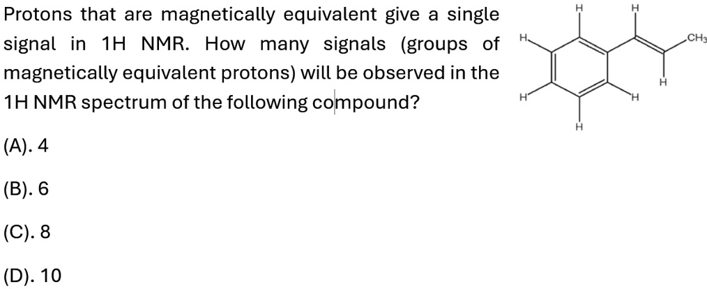 protons that are magnetically equivalent give a single signal in 1h nmr ...