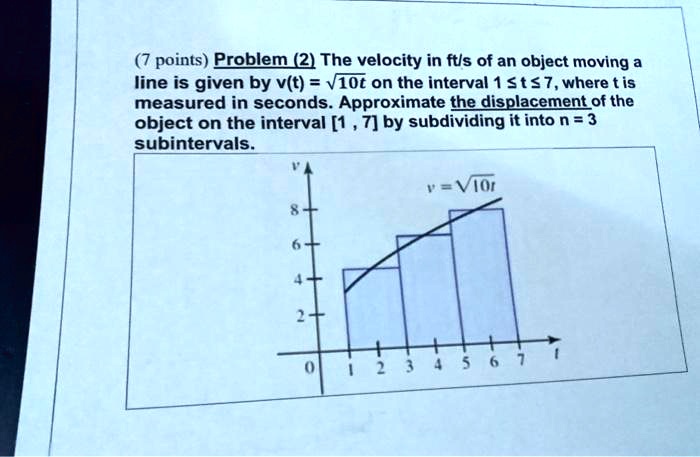 SOLVED:points) Problem (2) The velocity in ftls of an object moving a line is given by v(t ...