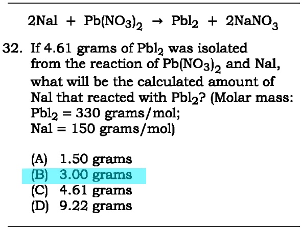 SOLVED: 2Na + Pb(NO3)2 â†’ PbI2 + 2NaNO3 If 4.61 grams of PbI2 was ...