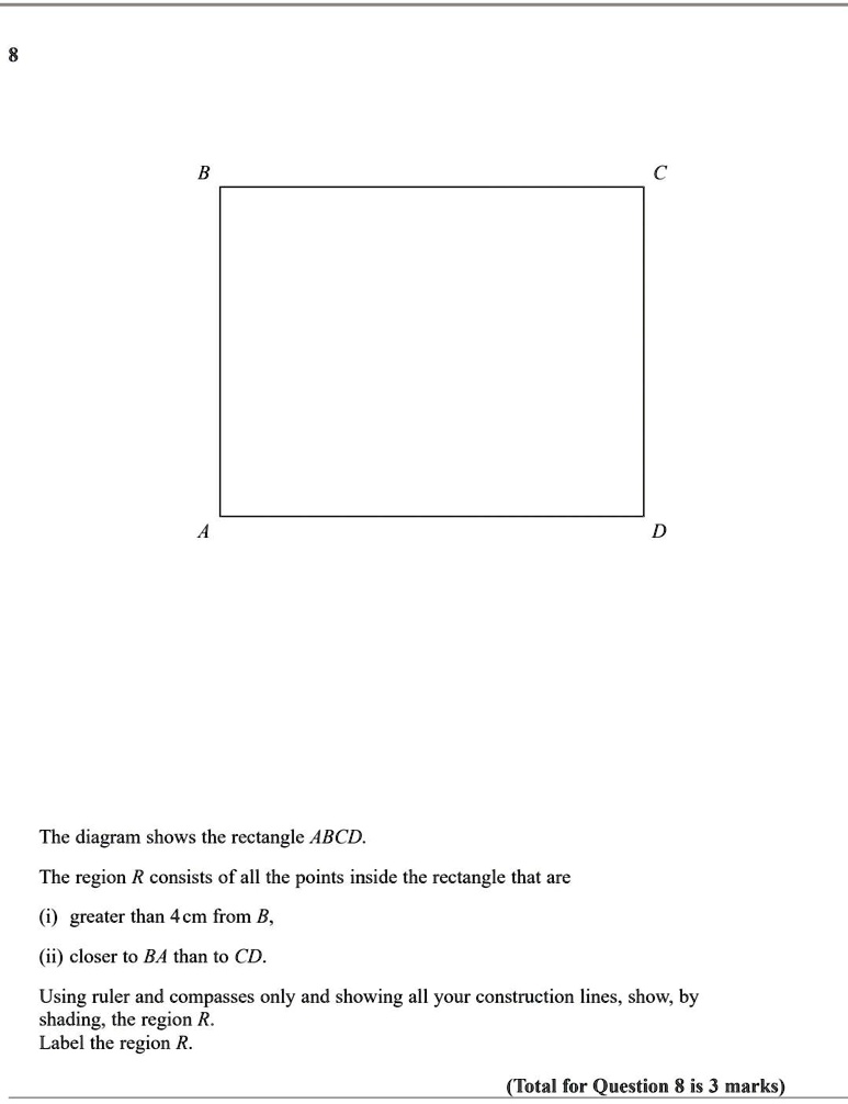 the diagram shows the rectangle abcd the region r consists of all the ...