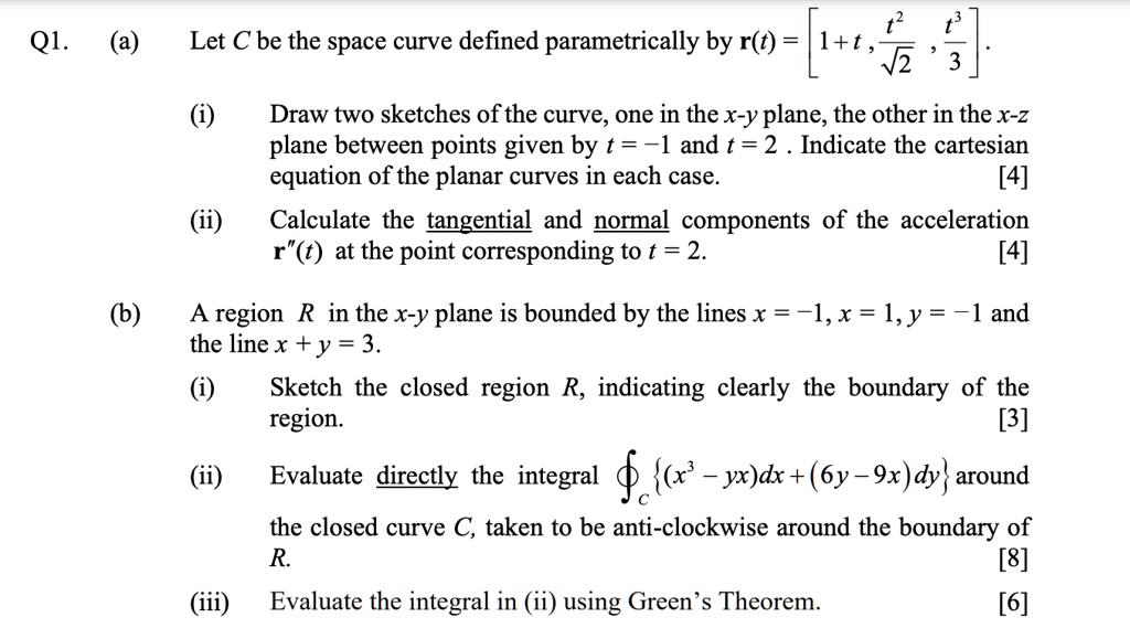 SOLVED: Q1. Let C be the space curve defined parametrically by r(t) 1+t Draw two sketches of the ...