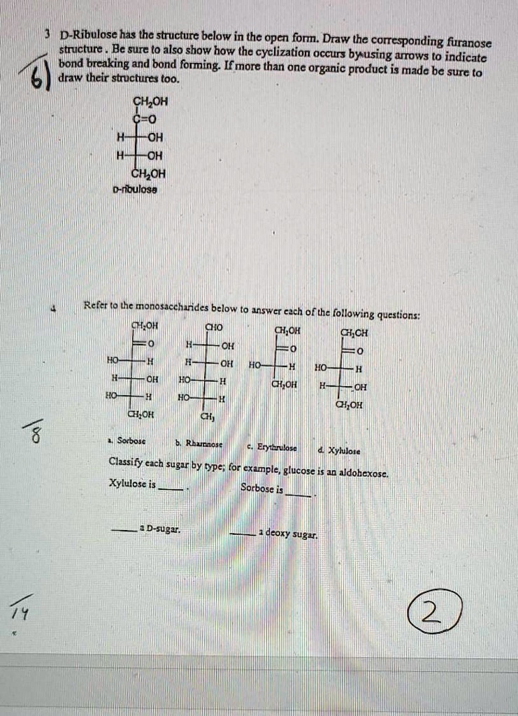 Solved Dribulose Has Thc Structure Below In The Opcn Form Draw Ihe