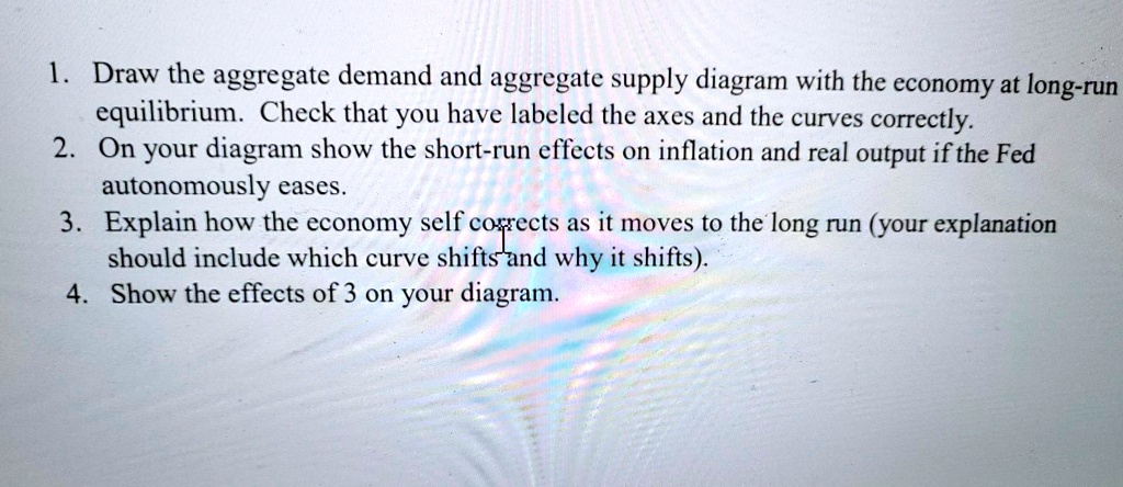 Draw the aggregate demand and aggregate supply diagram with the economy ...