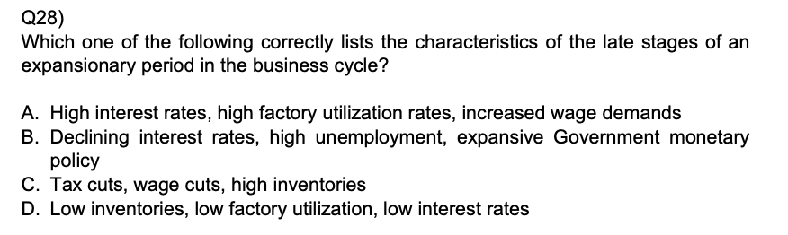 Q28) Which one of the following correctly lists the characteristics of ...