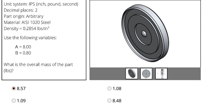 SOLVED: Unit system: IPS (inch, pound, second) Decimal places: 2 Part ...