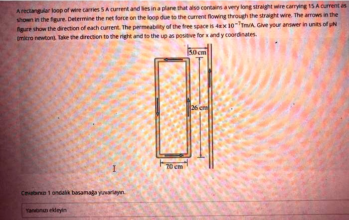 SOLVED: A rectangular loop of wire carries 5 A current and lies in a ...