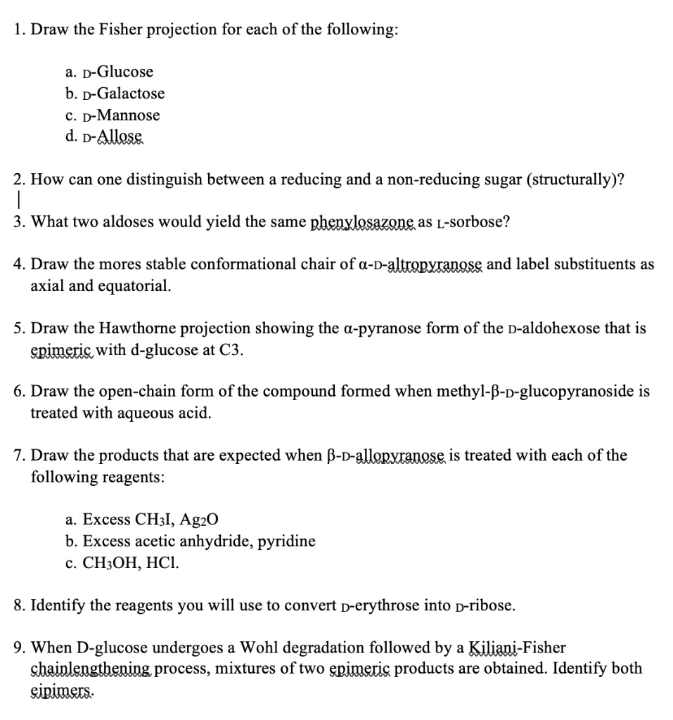 SOLVED:1. Draw the Fisher projection for each of the following: D ...