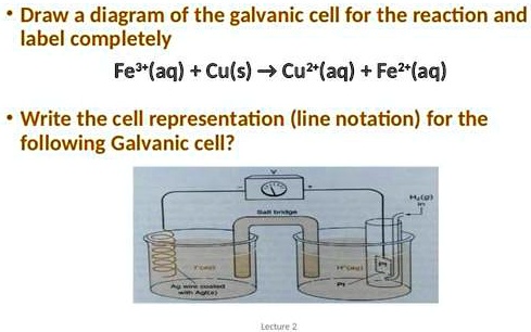 SOLVED: Draw a diagram of the galvanic cell for the reaction and label it completely: Fe(aq ...