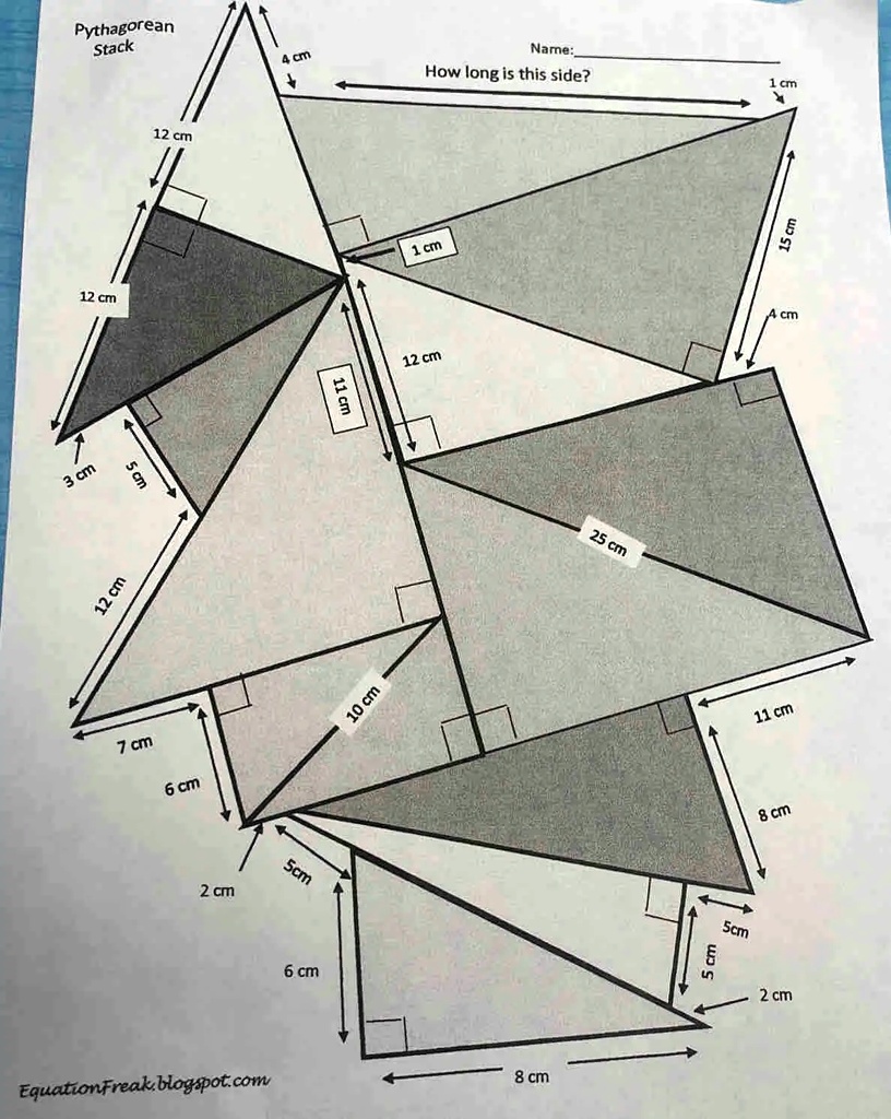 SOLVED: Pythagorean Stack Name: How long is this side? 12 cm 4 cm 25 cm ...