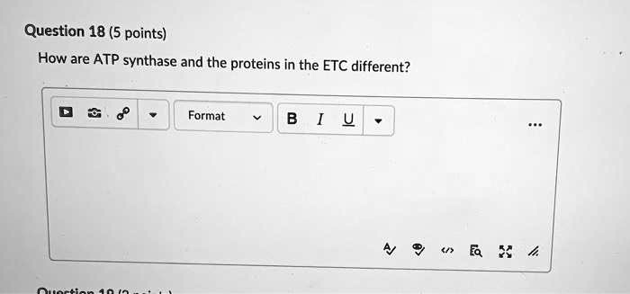 SOLVED: Question 18 (5 points) How are ATP synthase and the proteins in ... SOLVED: Question 18 (5 points) How are ATP synthase and the proteins in ...