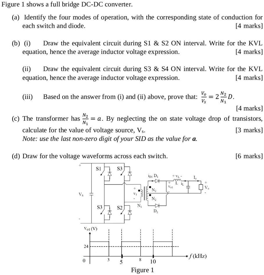 Figure 1 shows a full bridge DC-DC converter. (a) Identify the four ...