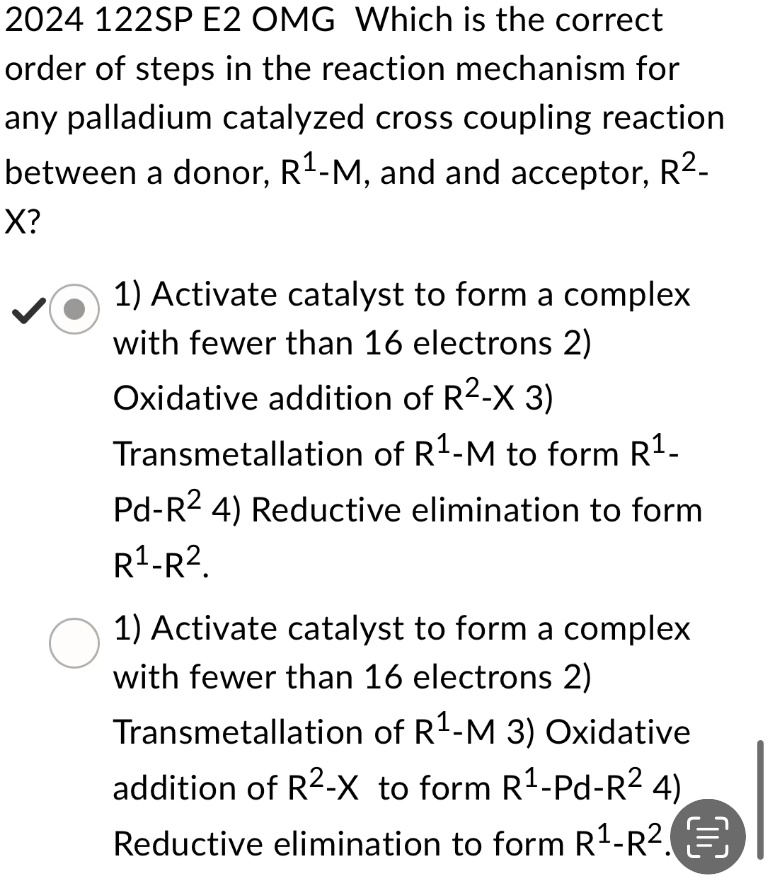 2024 122SP E2 OMG Which is the correct order of steps in the reaction ...