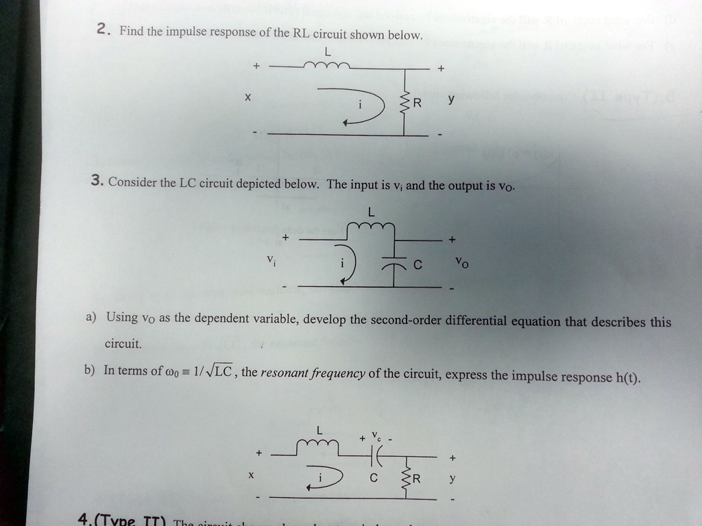 SOLVED: I need help understanding how to find the impulse response of these two circuits. For ...