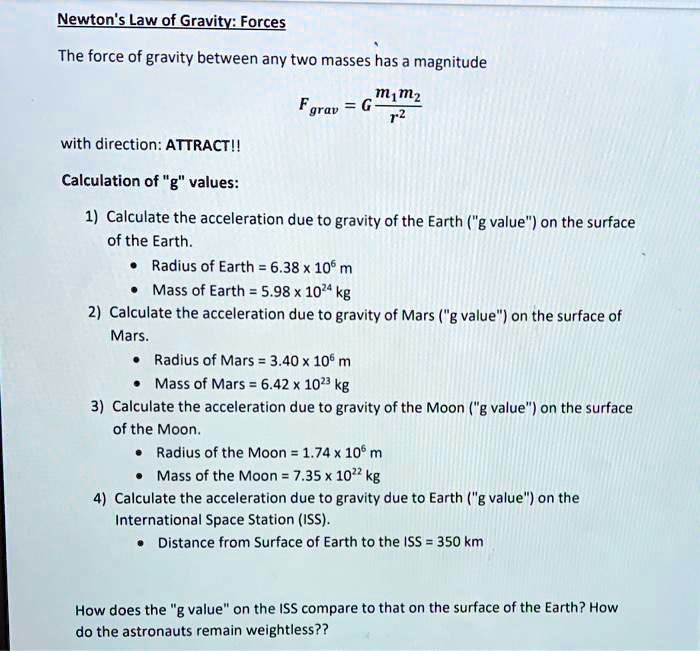 Newton's Law of Gravity Forces The force of gravity between any two ...