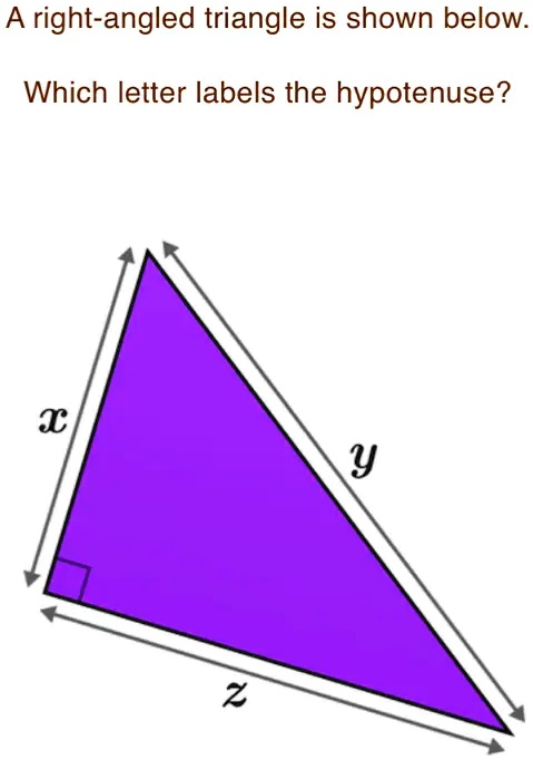 SOLVED: A right-angled triangle is shown below: Which letter labels the ...