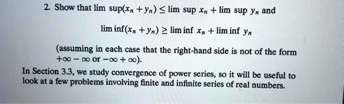 SOLVED: Show that lim sup(xn + Yn)