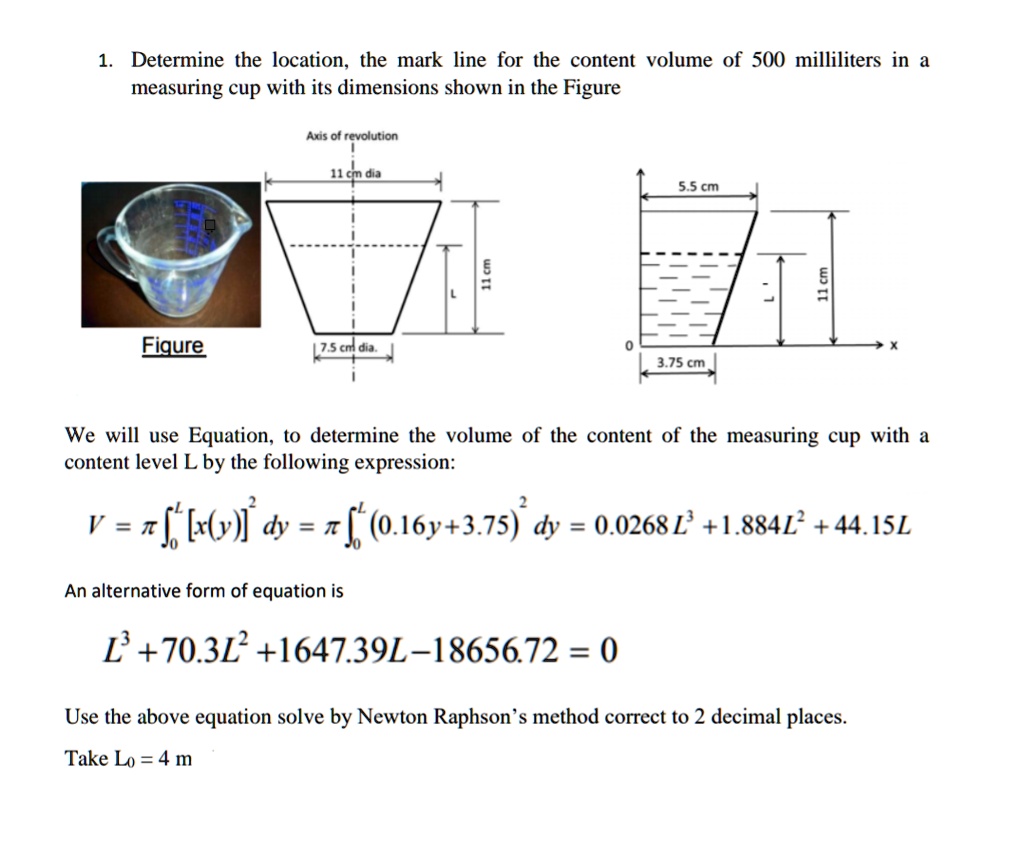 SOLVED:Determine the location, the mark line for the content volume of ...