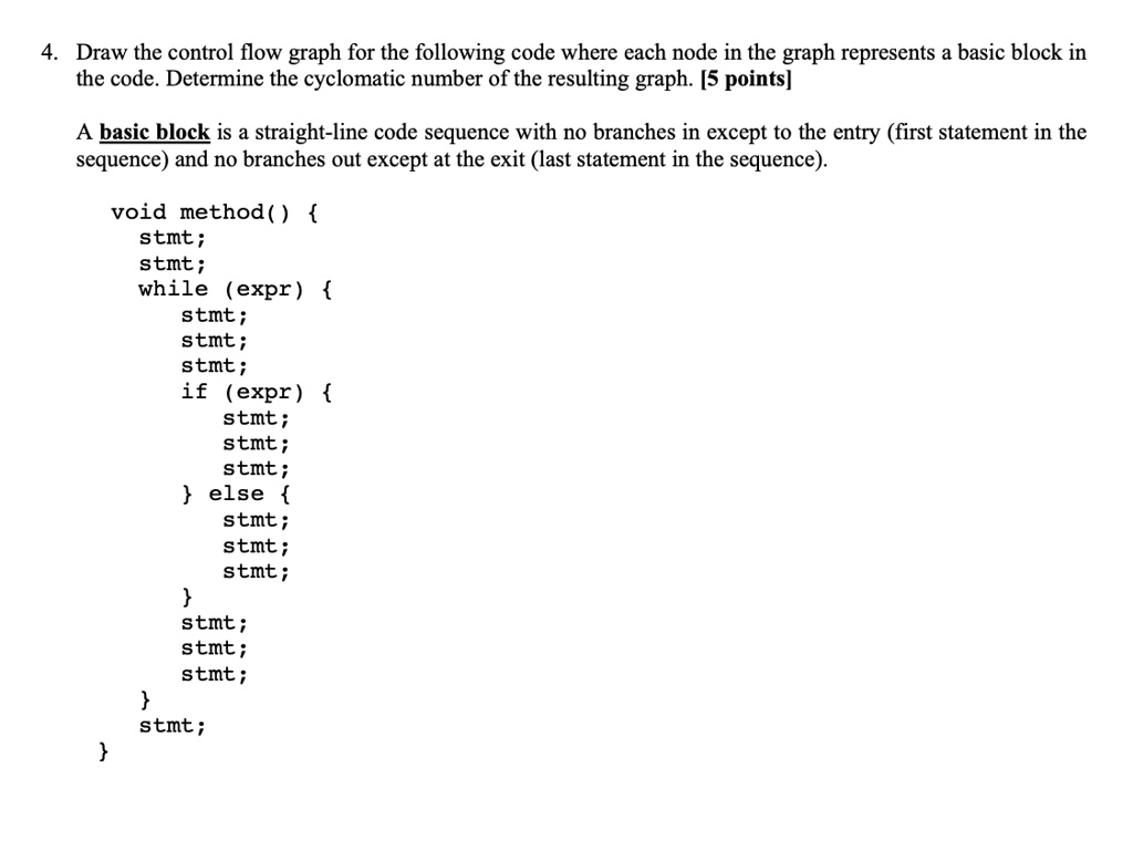 Solved Draw The Control Flow Graph For The Following Code Where Each Node In The Graph