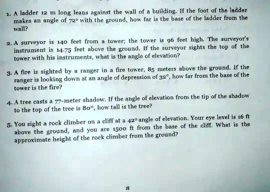 SOLVED: ladder 12 m long leans against the wall of building. If the ...