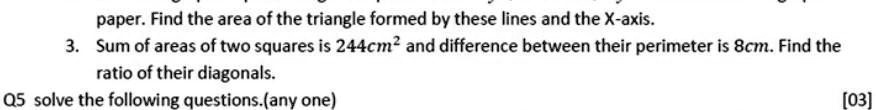 paper. Find the area of the triangle formed by these lines and the X-axis. 3. Sum of areas of ...