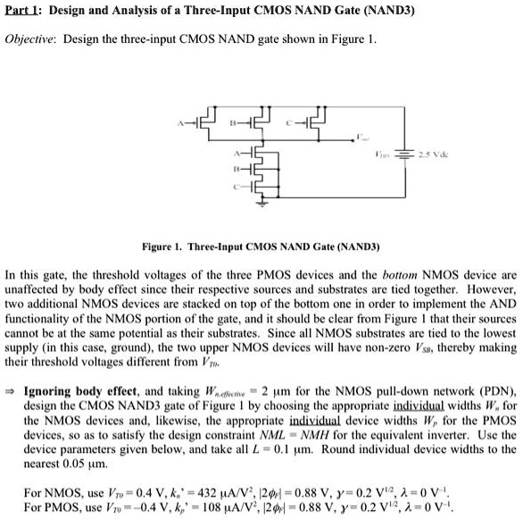 SOLVED: Part 1: Design and Analysis of a Three-Input CMOS NAND Gate ...