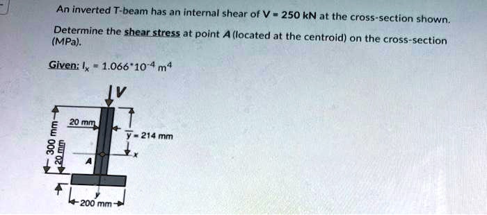 SOLVED: An inverted T-beam has an internal shear of V = 250 kN at the ...