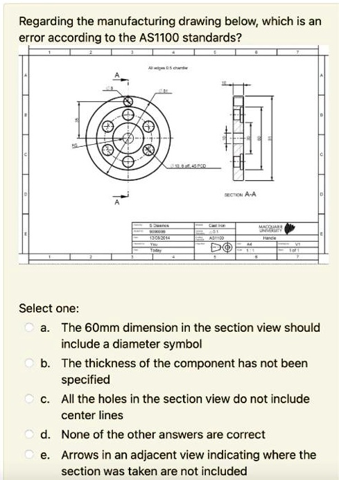 SOLVED: Regarding the manufacturing drawing below, which is an error ...