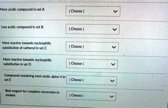 more acidic compound in sel a choosc less acidic compound in scl b ...