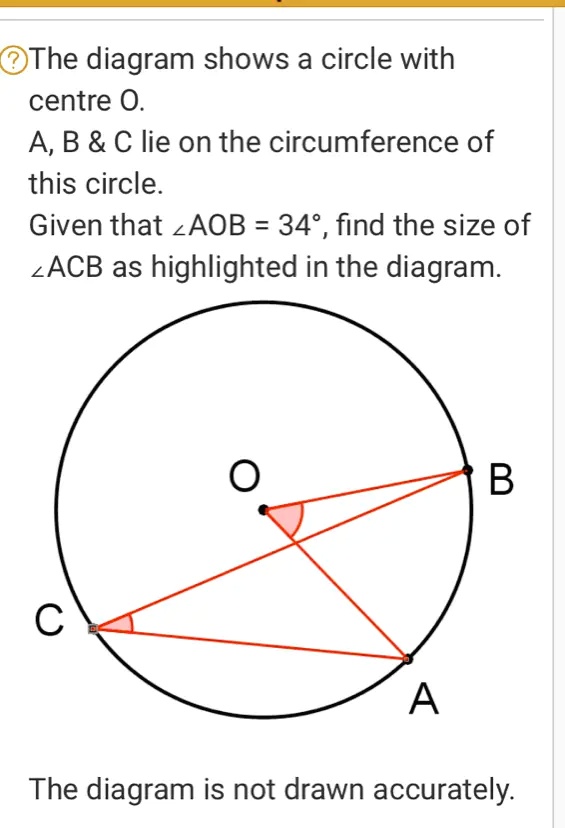 SOLVED: The diagram shows a circle with centre 0. A B C lie on the ...