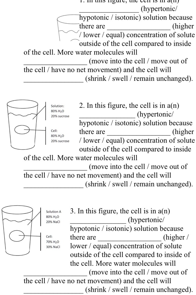 (hypertonic/ hypotonic / isotonic) solution because there are (higher ...