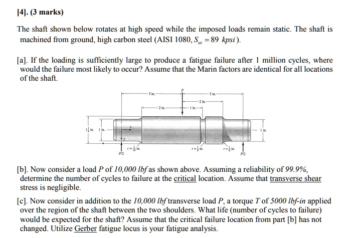 SOLVED: [4].(3 marks) The shaft shown below rotates at high speed while ...