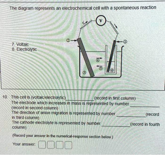 the diagram represents an electrochemical cell with a spontaneous ...