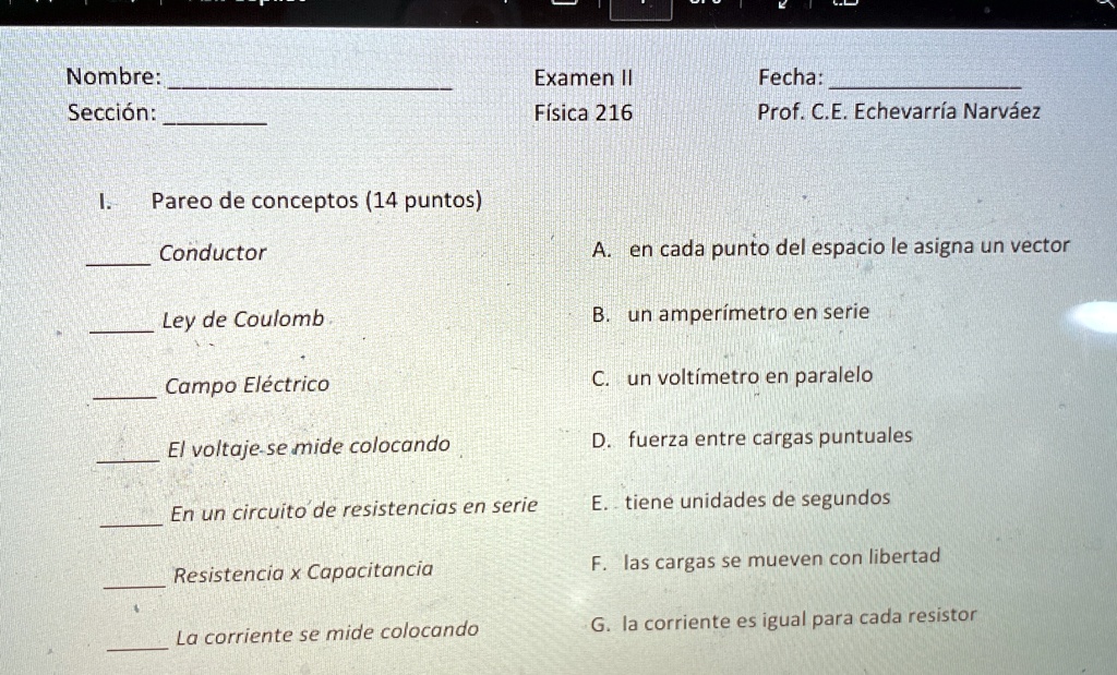 nombre seccion examen ii fisica 216 fecha prof ce echevarria narvaez 1 ...