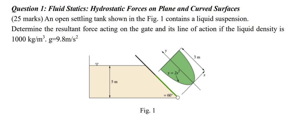 Question 1: Fluid Statics: Hydrostatic Forces on Plane and Curved ...