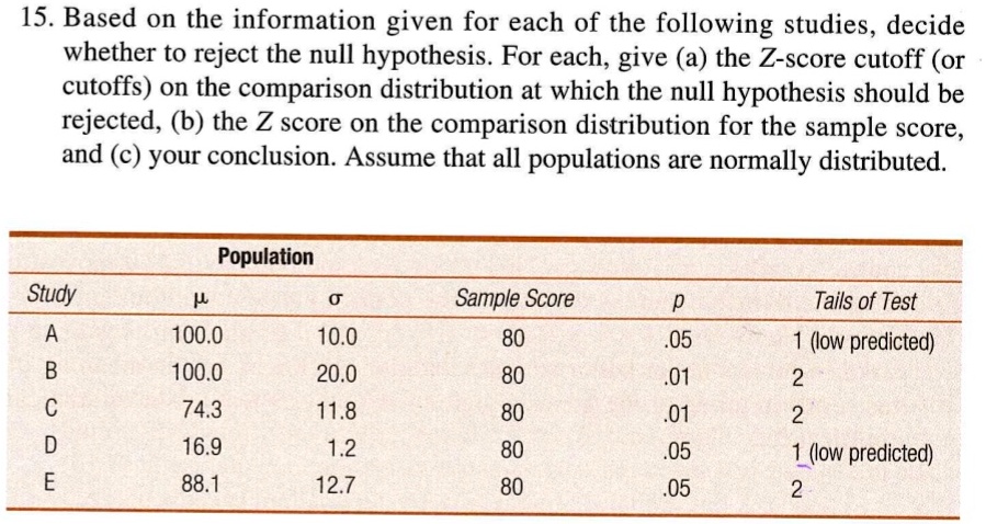 SOLVED: 15. Based on the information given for each of the following ...