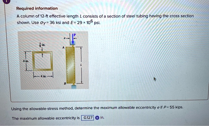 Required information A column of 12-ft effective length L consists of a section of steel tubing ...