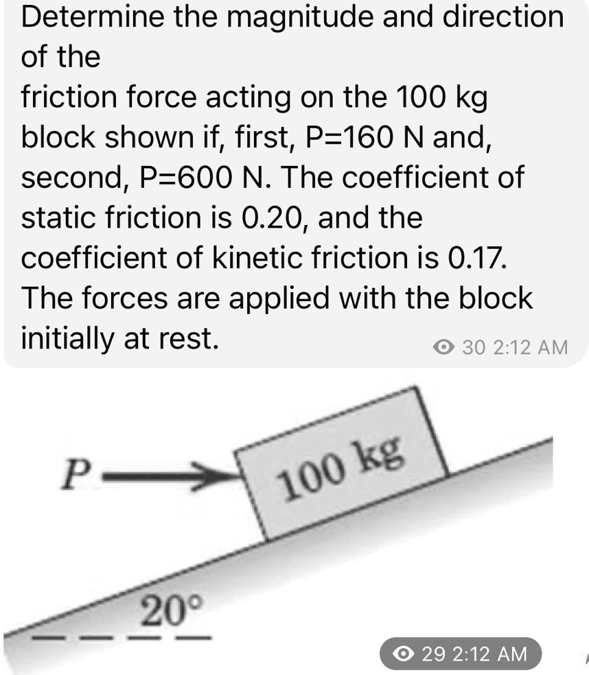 Solved Determine The Magnitude And Direction Of The Friction Force