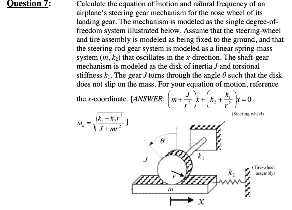 [GET ANSWER] question 7 calculate the equation of motion and natural ...